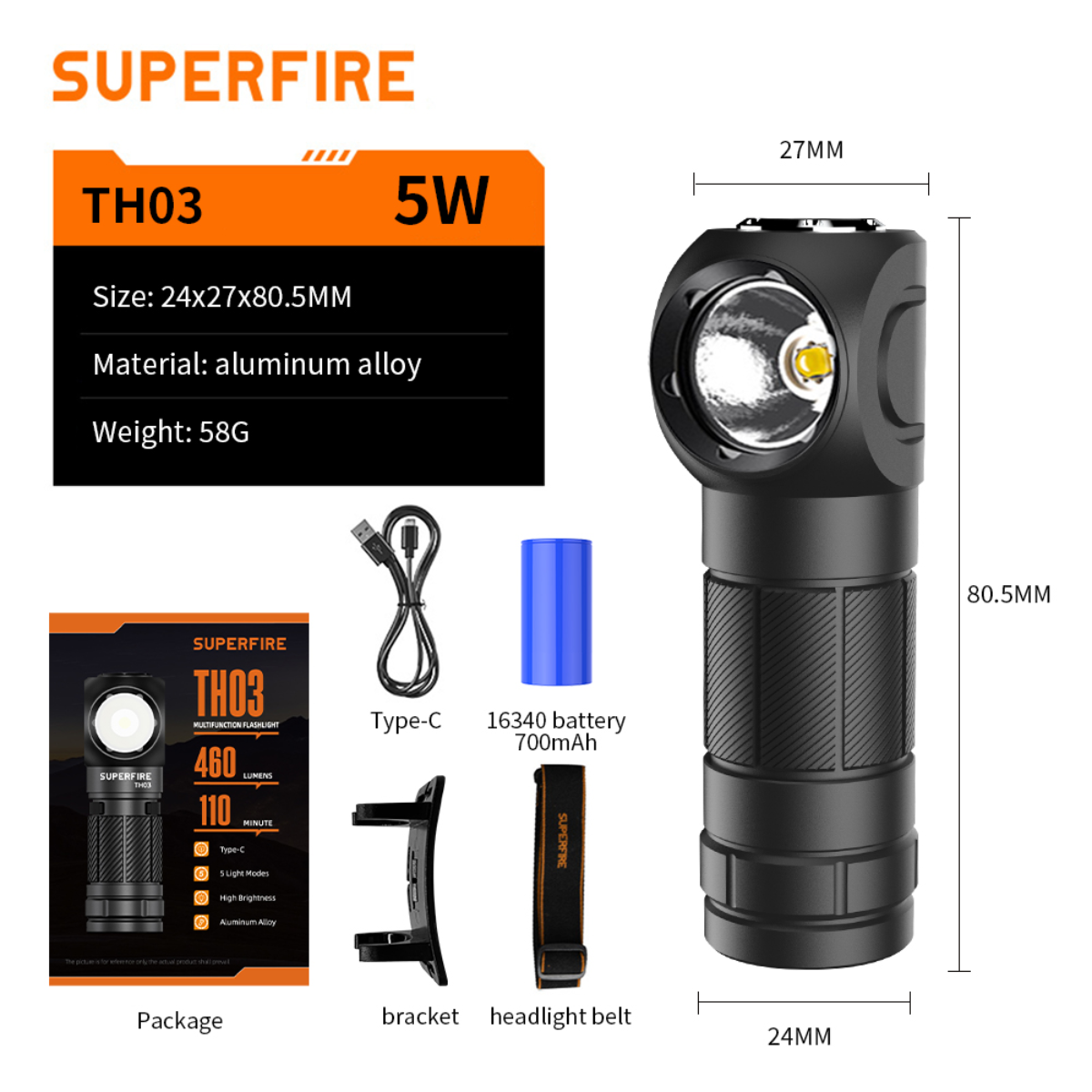 Custom magnetic flashlight - Superfire flashlight