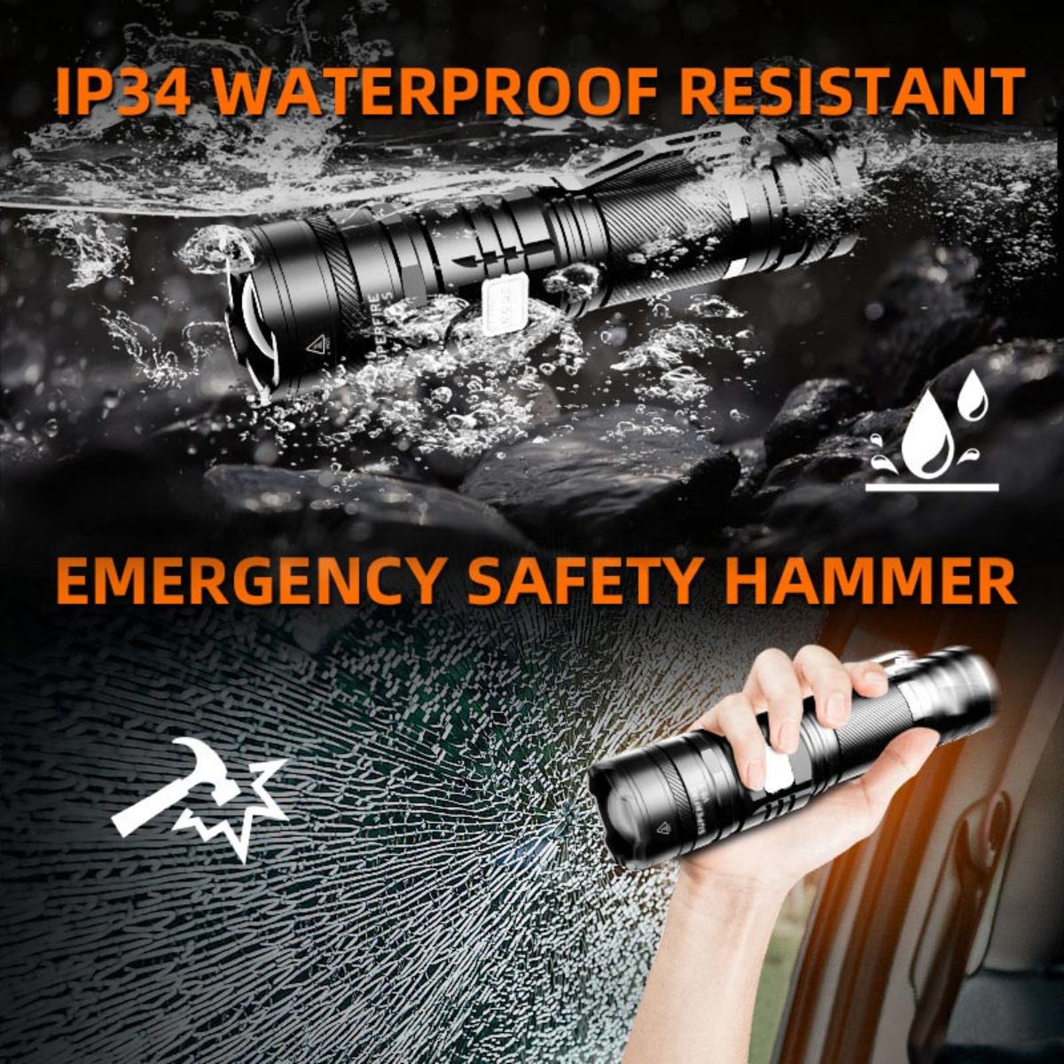 Rechargeable Tactical Flashlight with Telescopic Focus - SUPERFIRE