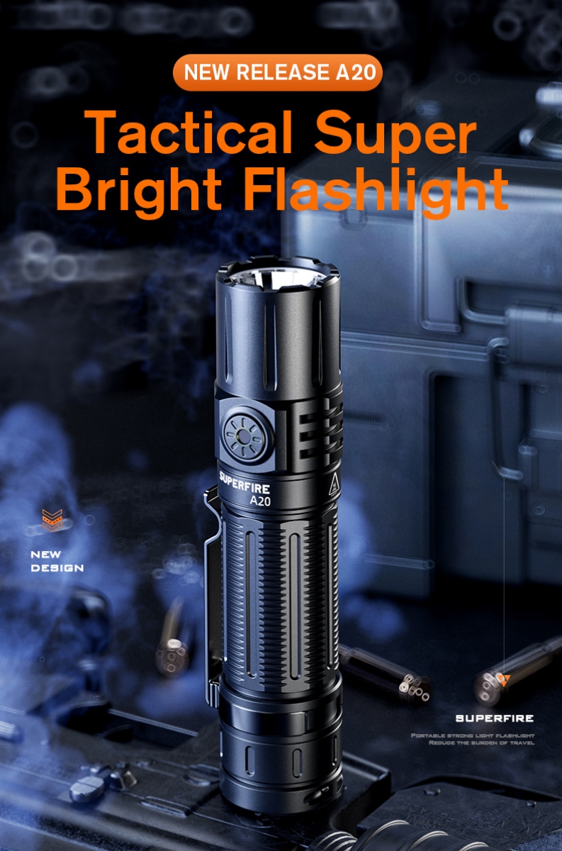 SUPERFIRE A20 Tactical Super Bright Flashlight - Tactical Flashlight ...